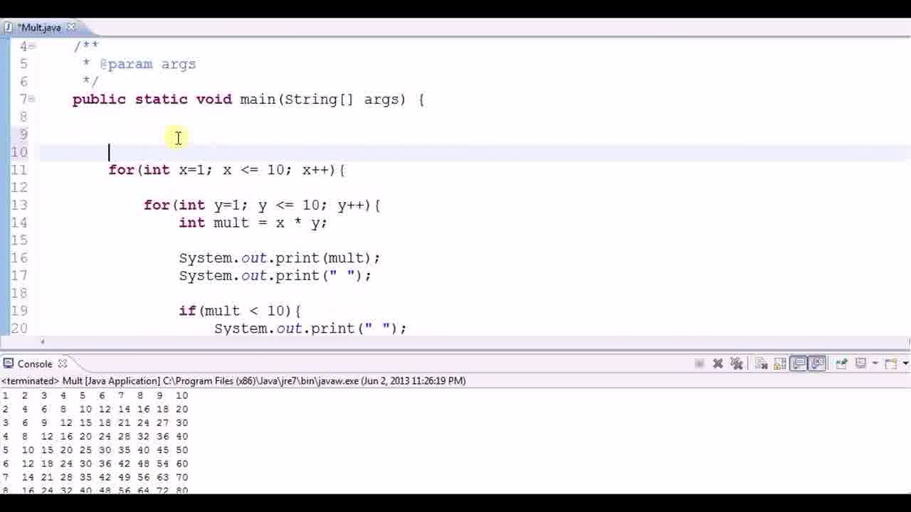 Multiplication Table Exle Using Javascript Code - Infoupdate.org